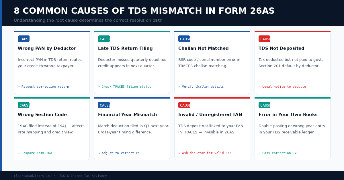 TDS Mismatch Form 26AS: Causes & How to Fix FY 2025-26